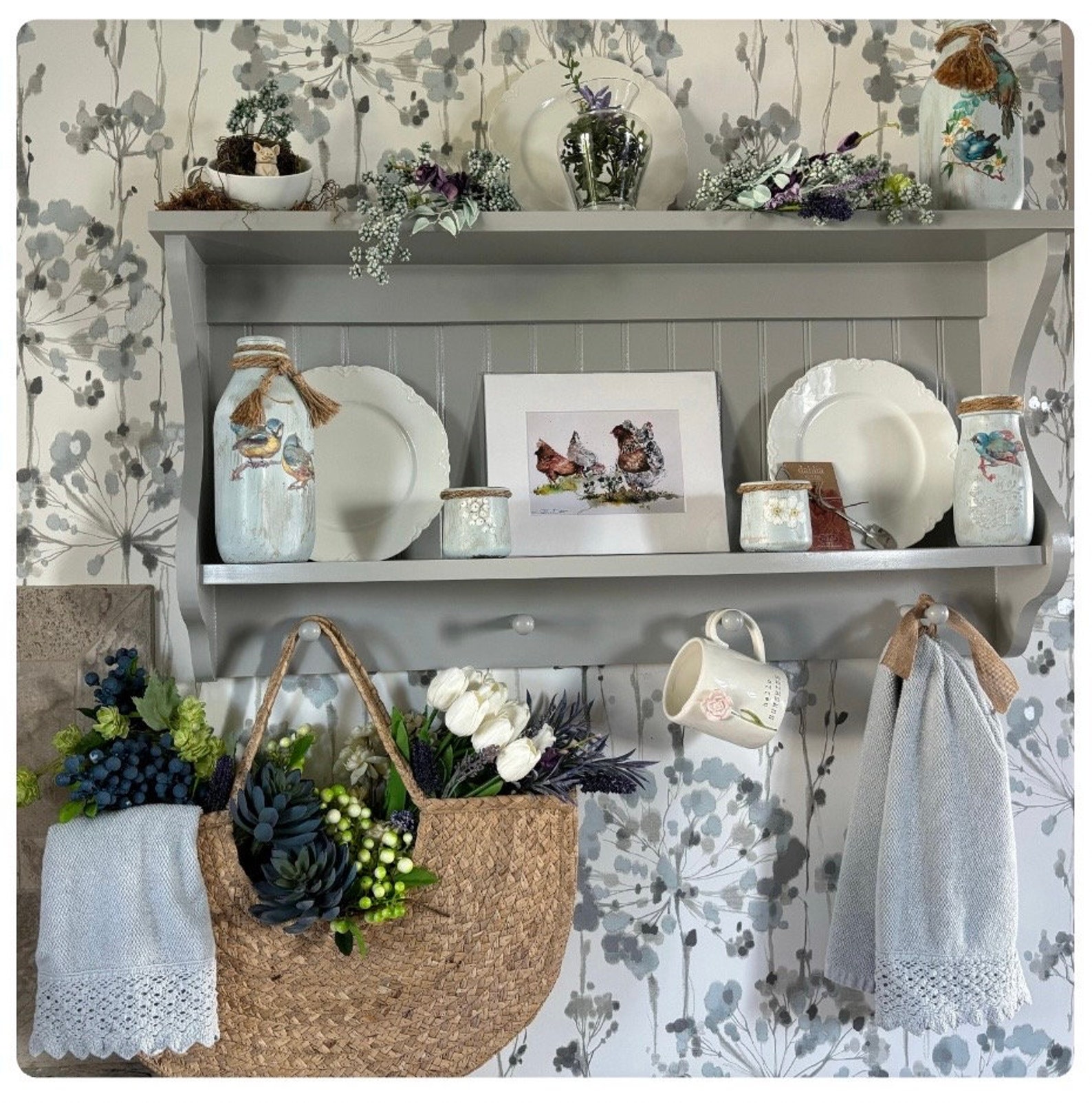 Rustic Country Plate Rack: 36" Kitchen Display Shelf - Etsy