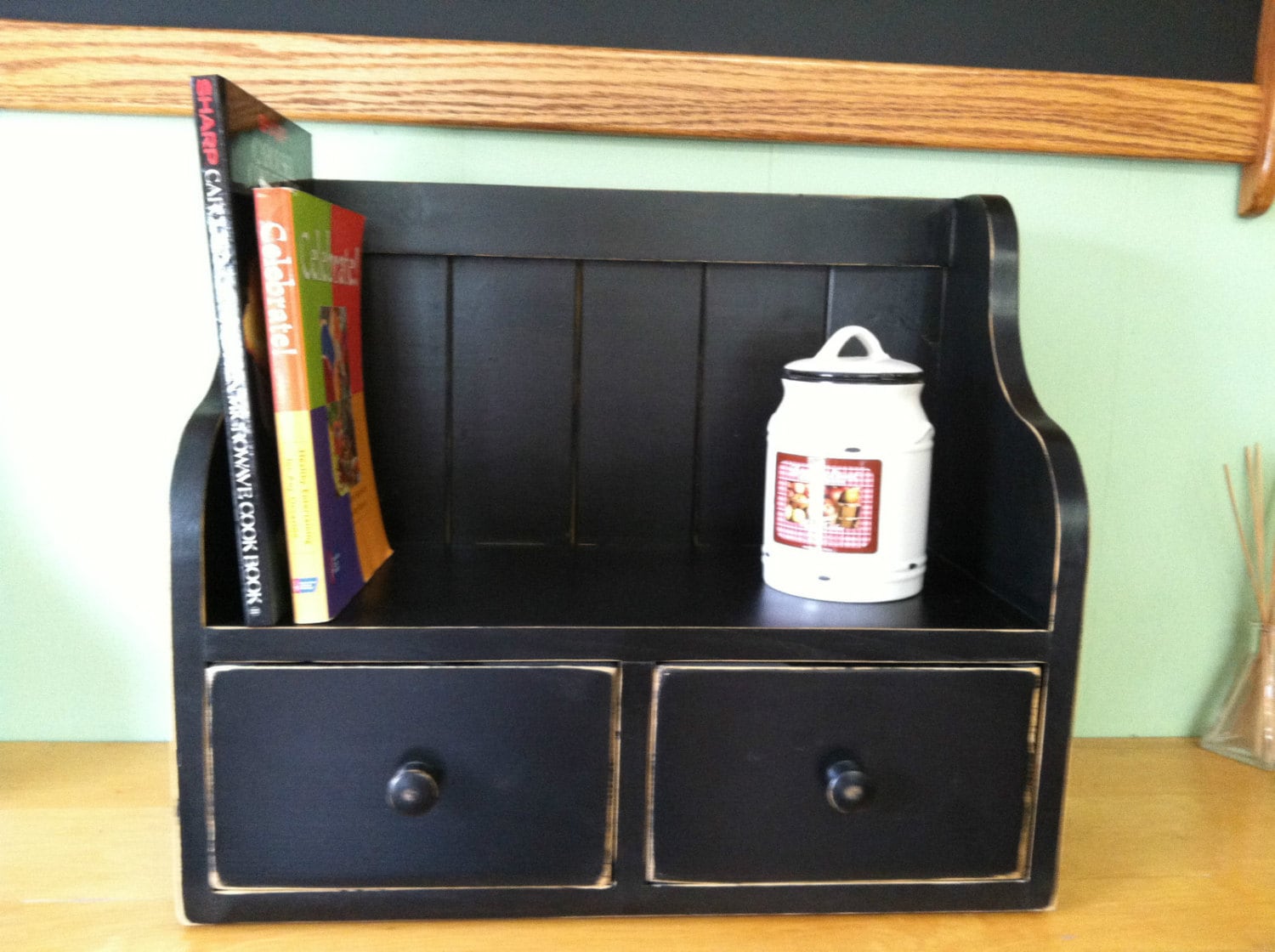 Cook Book Recipe Display Rack Counter Top Shelf Recipe Drawers Country ...