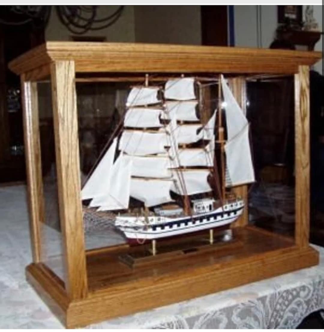Model Ship Display Case Cabinet Oak - Etsy