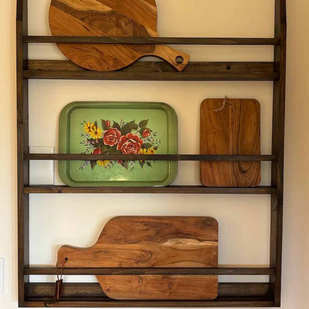 Wall Hanging Plate Rack: Kitchen Dish Display, Customizable Finish - Etsy