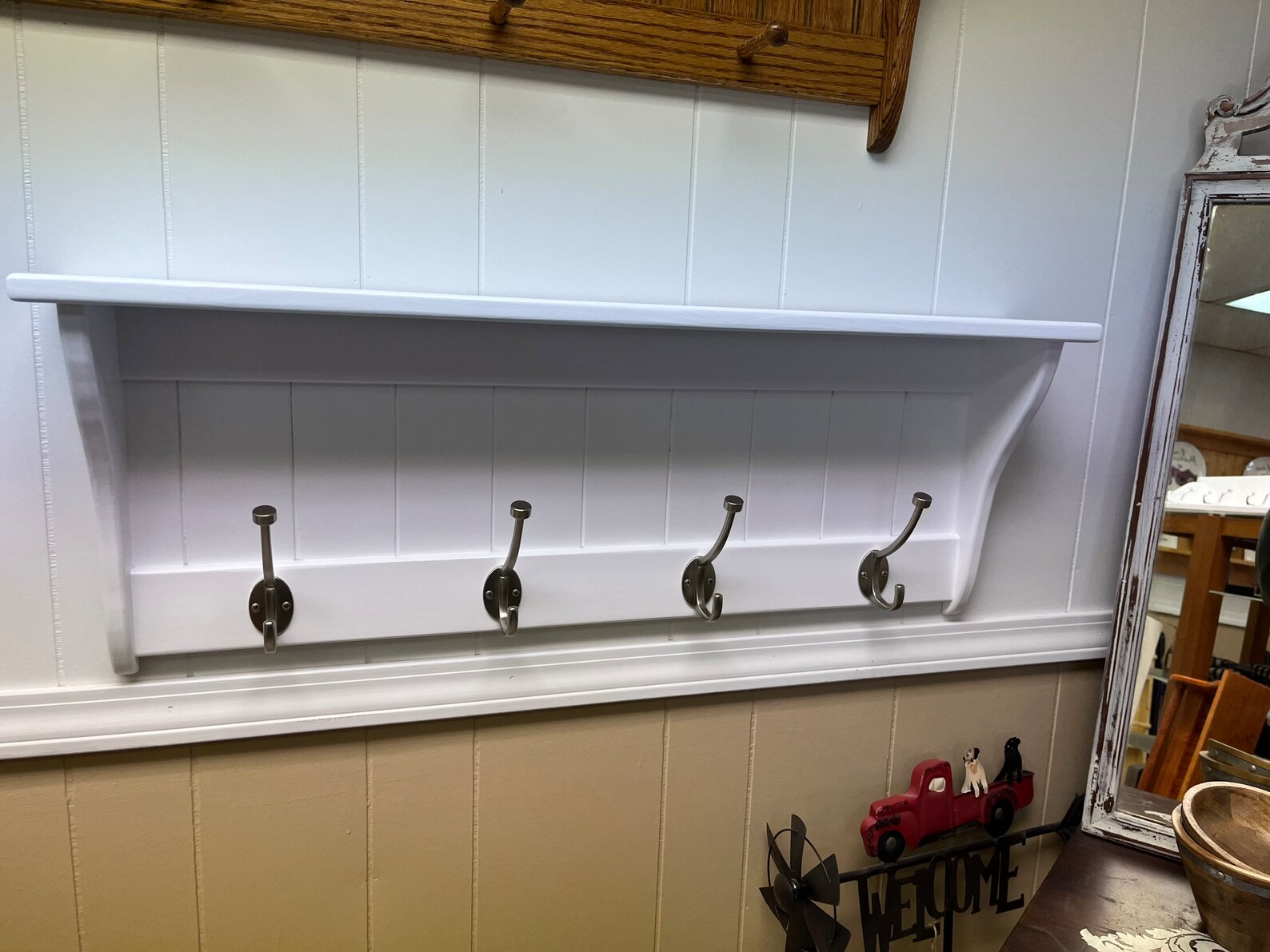 Coat Rack, Farmhouse Country Coat Rack, Wood Wall Shelf, Clothes Hanger ...