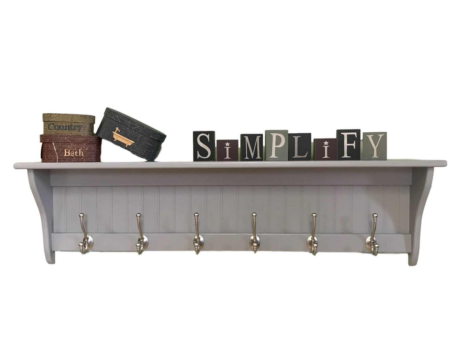 Attractive Large Coat Rack Wall Shelf Gray Hallway Hat - Etsy