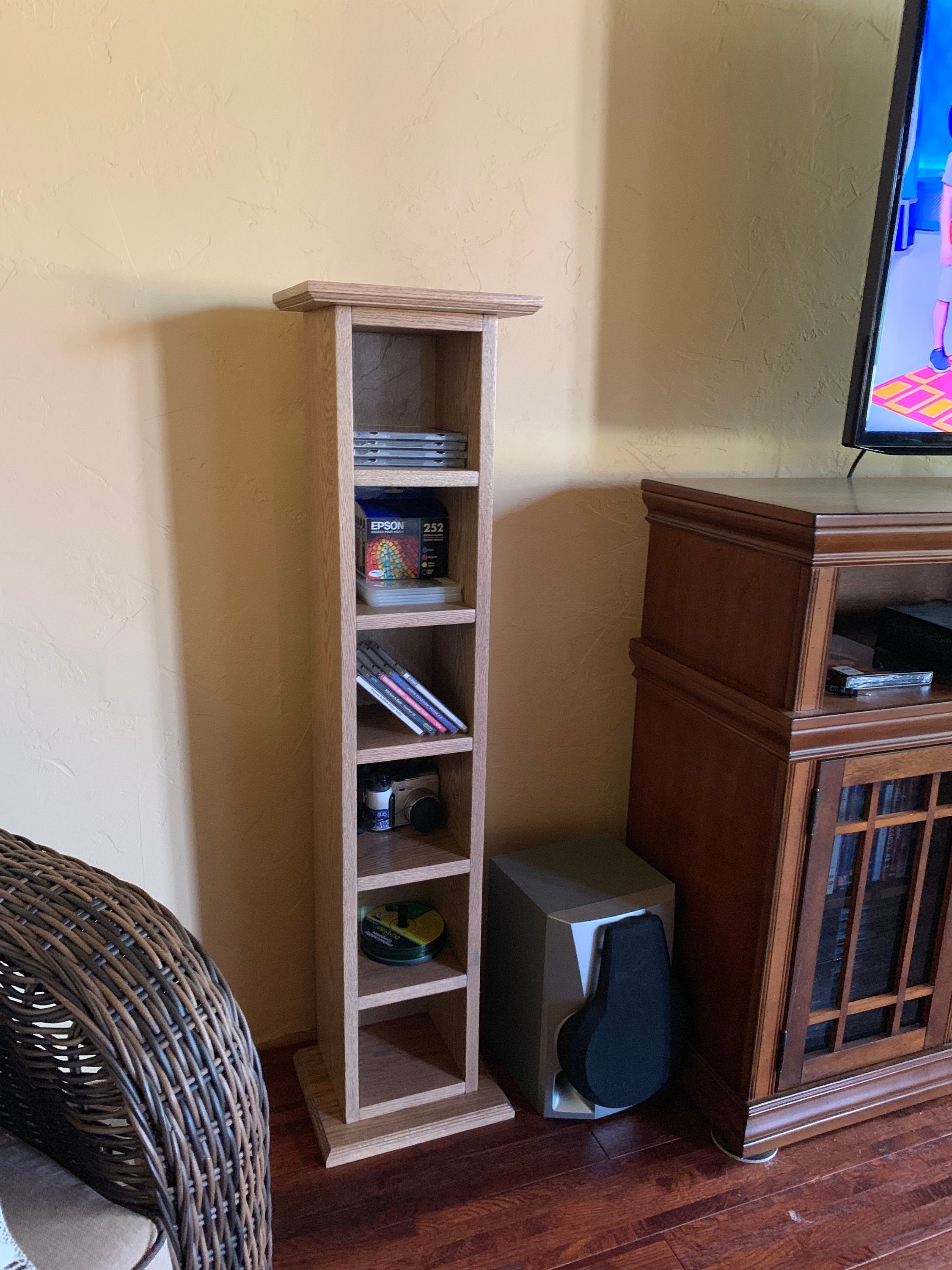 Solid Oak CD Tower: Media Storage Rack, Holds 84 Cds - Etsy