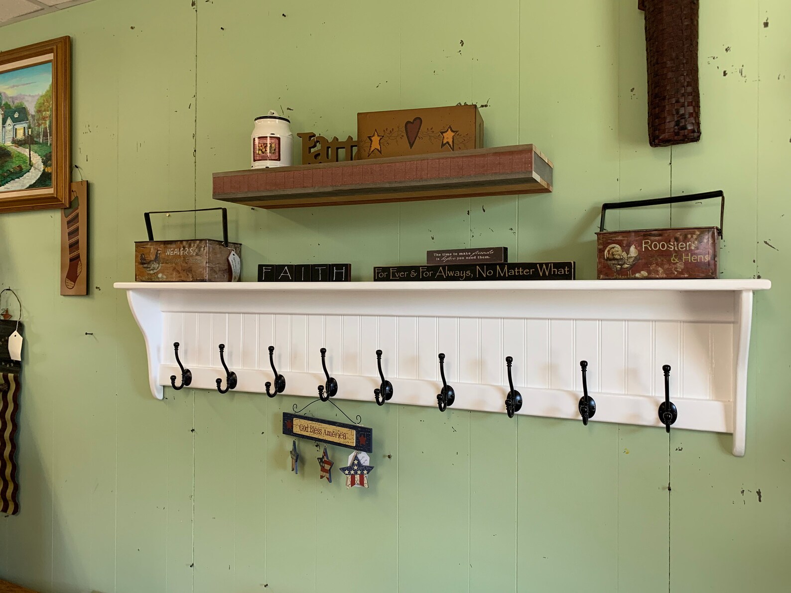 Coat Rack Large Wall Wood Shelf With Coat Hooks Wall Rack - Etsy