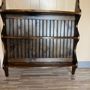 Large Plate Rack, Handmade Wood Wall Plate Rack, 3 Shelf Plate Rack ...