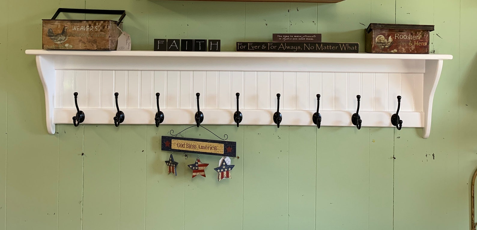 Coat Rack Large Wall Wood Shelf With Coat Hooks Wall Rack - Etsy