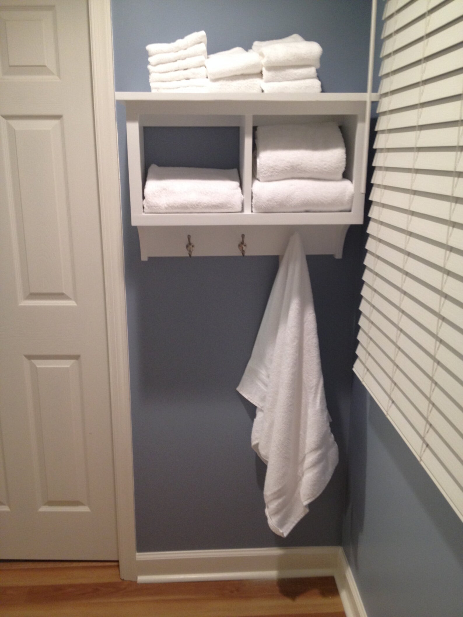 Gorgeous Bathroom Towel Storage Shelf With Towel Hooks Wall | Etsy