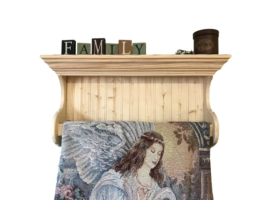 Quilt Rack for the Wall, Solid Wood Decorative Shelf With Quilt or ...