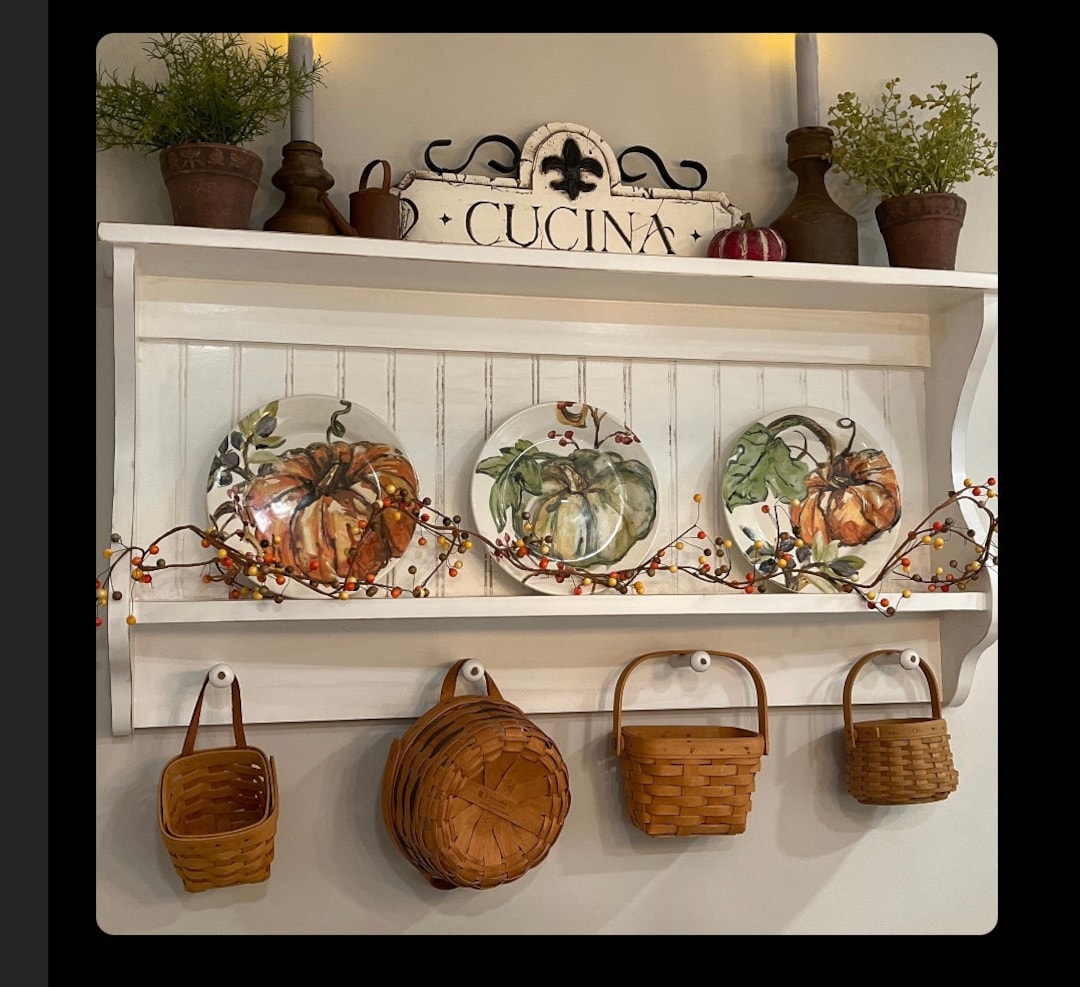 Handmade Wooden Plate Rack Shelf: Rustic Fall Decor Holder - Etsy