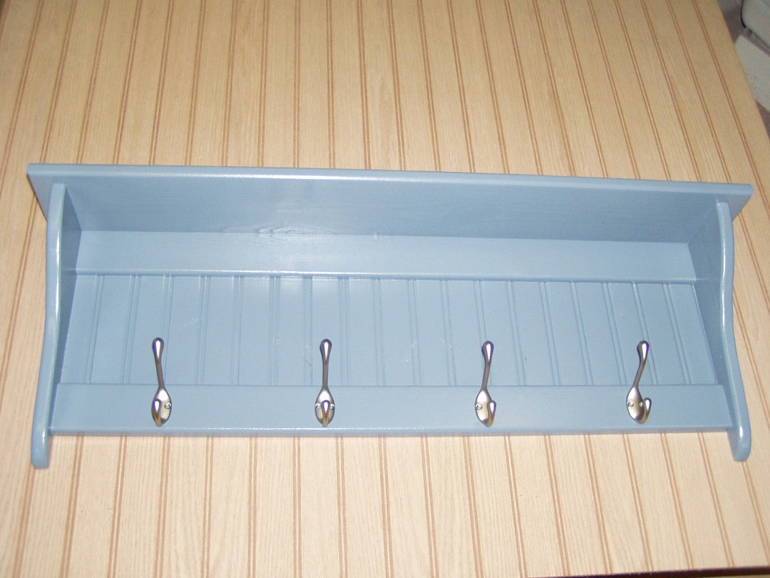 Country Blue Coat Rack With Shelf: Entryway Organizer, Solid Pine - Etsy