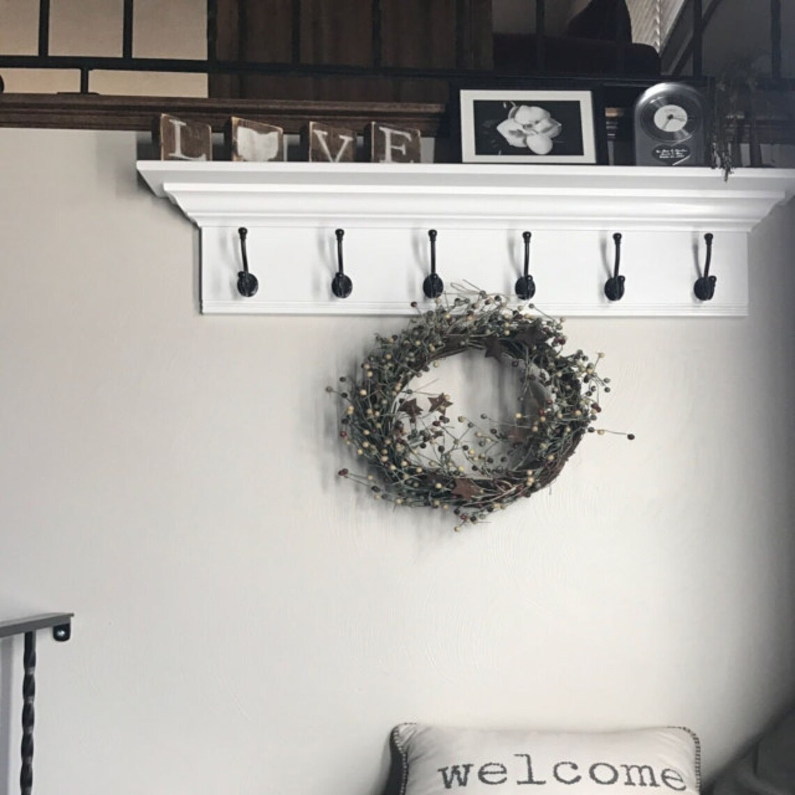 Grand Crown Molding Coat Rack Wood Wall Shelf With Coat Hooks - Etsy