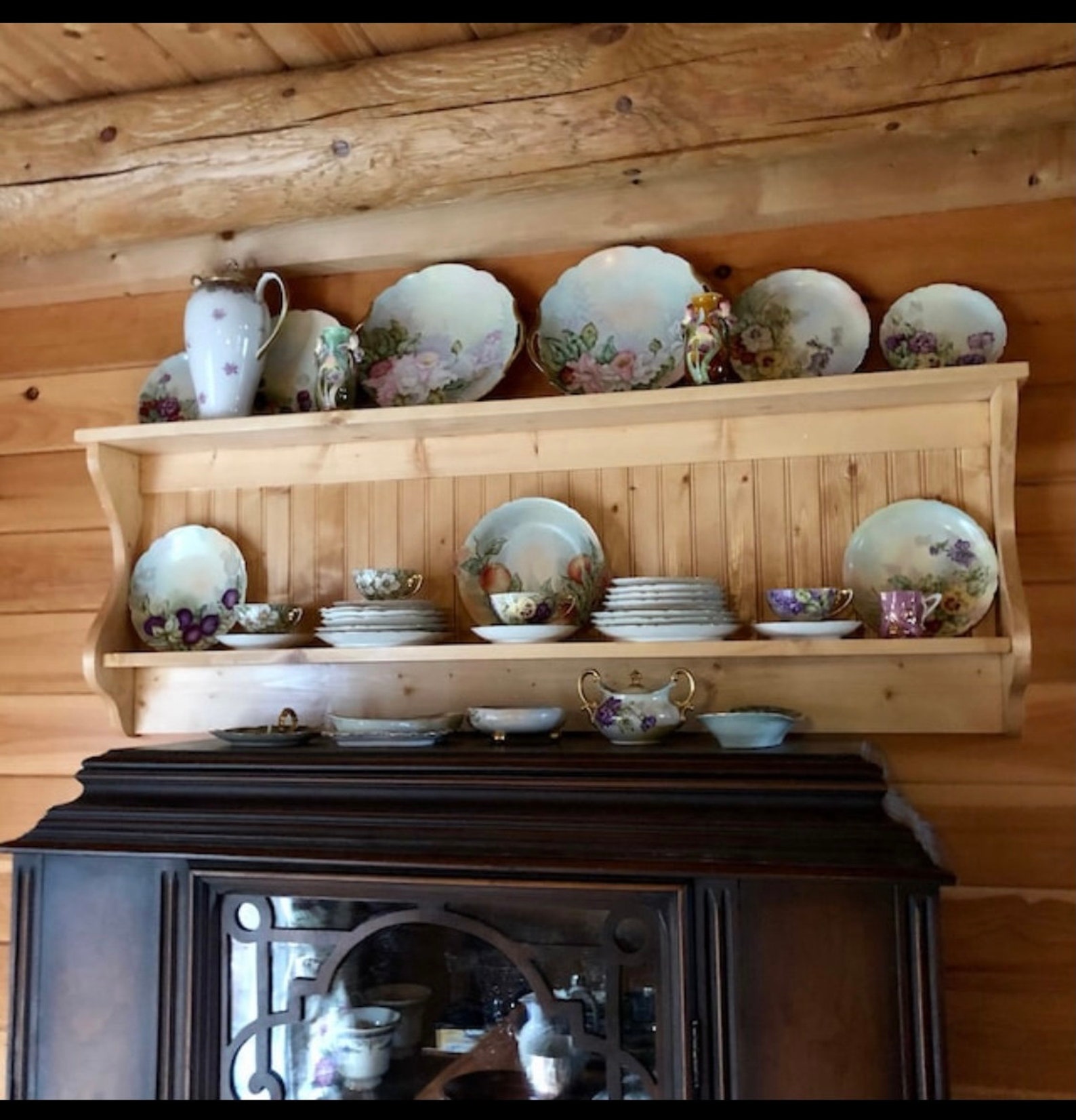 Country Plate Rack , Bowl and Platter Rack, Cabin Wall Hanging Shelf ...