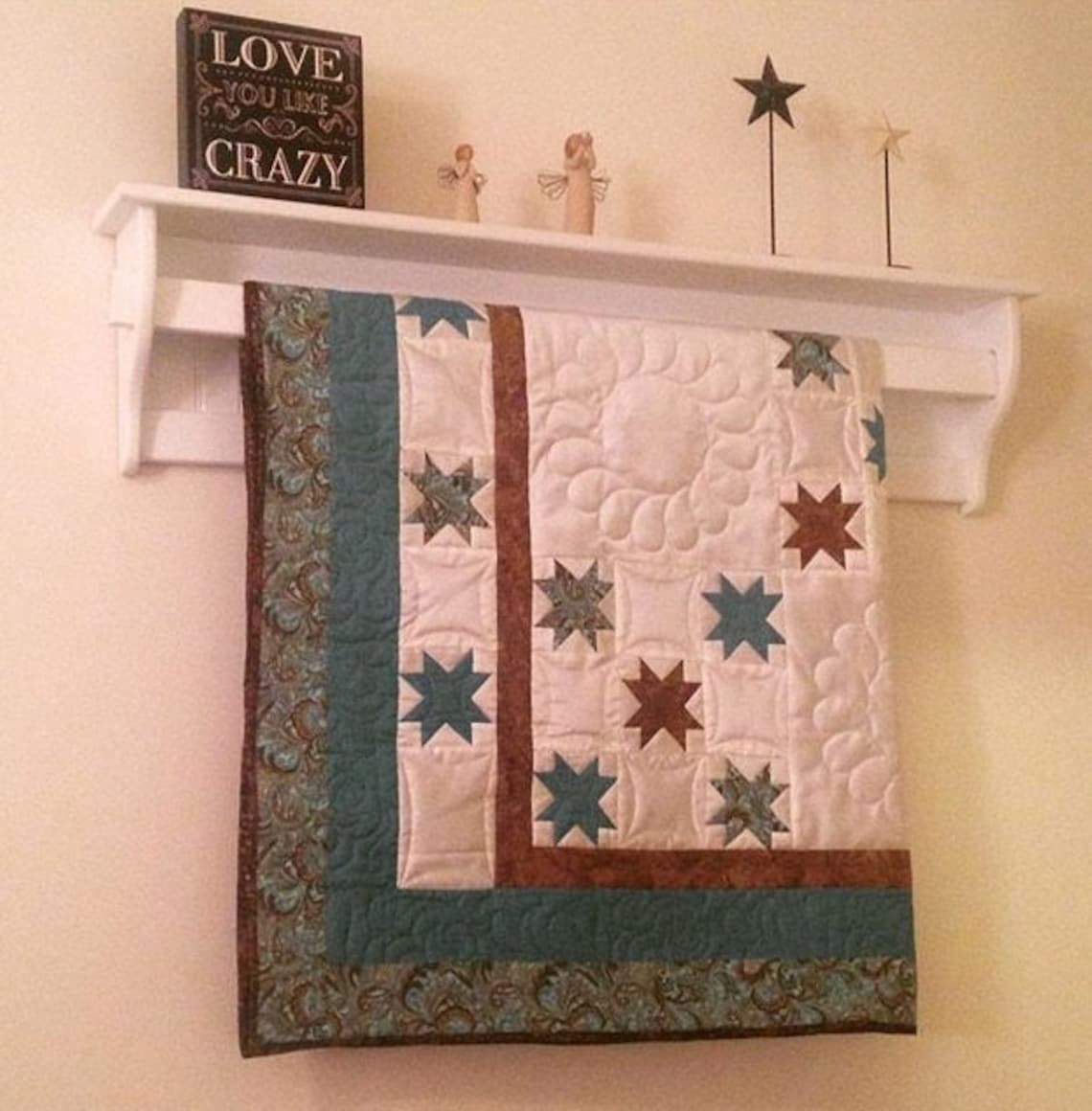 Wall Hanging Quilt Rack With Wood Shelf - Etsy
