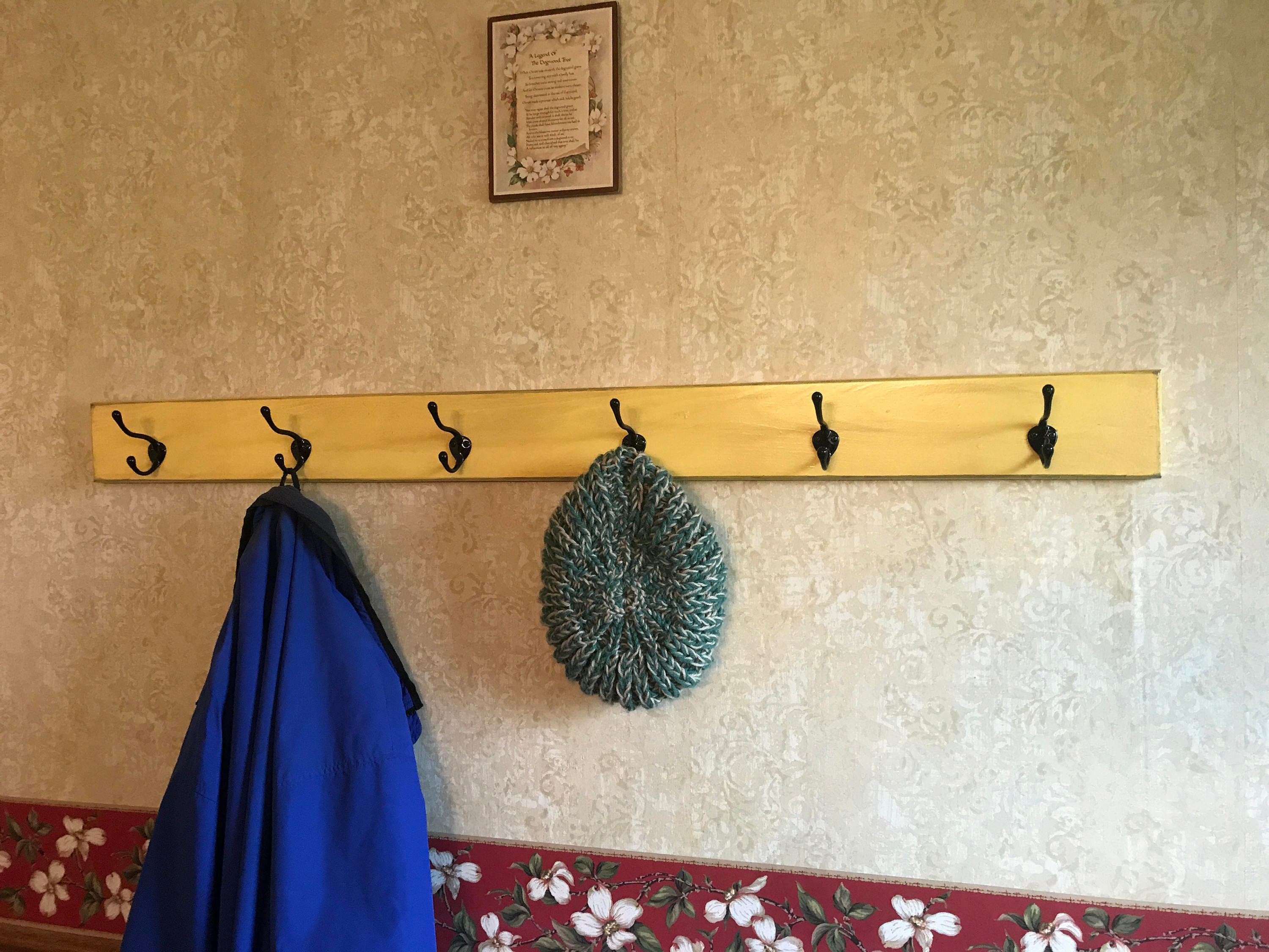 Primtive Coat Rail 48 Wall Hanging Rack Distressed | Etsy