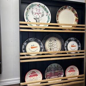 Modern Farmhouse Plate Rack, Wall Hanging Dish Rack, Cottage Wall Shelf ...