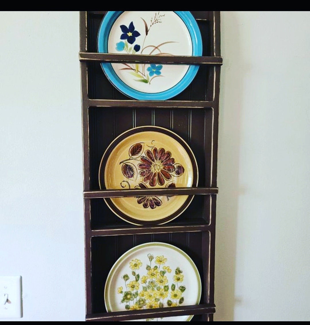 Rustic Plate Rack: Primitive Wall Hanging Display Shelf - Etsy