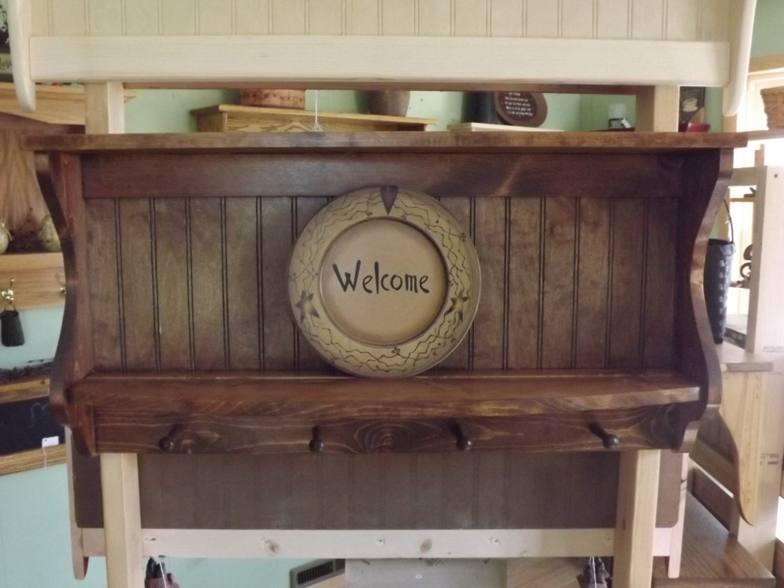 Wood Hanging Plate Rack and Primitive Country Shelf Kitchen - Etsy