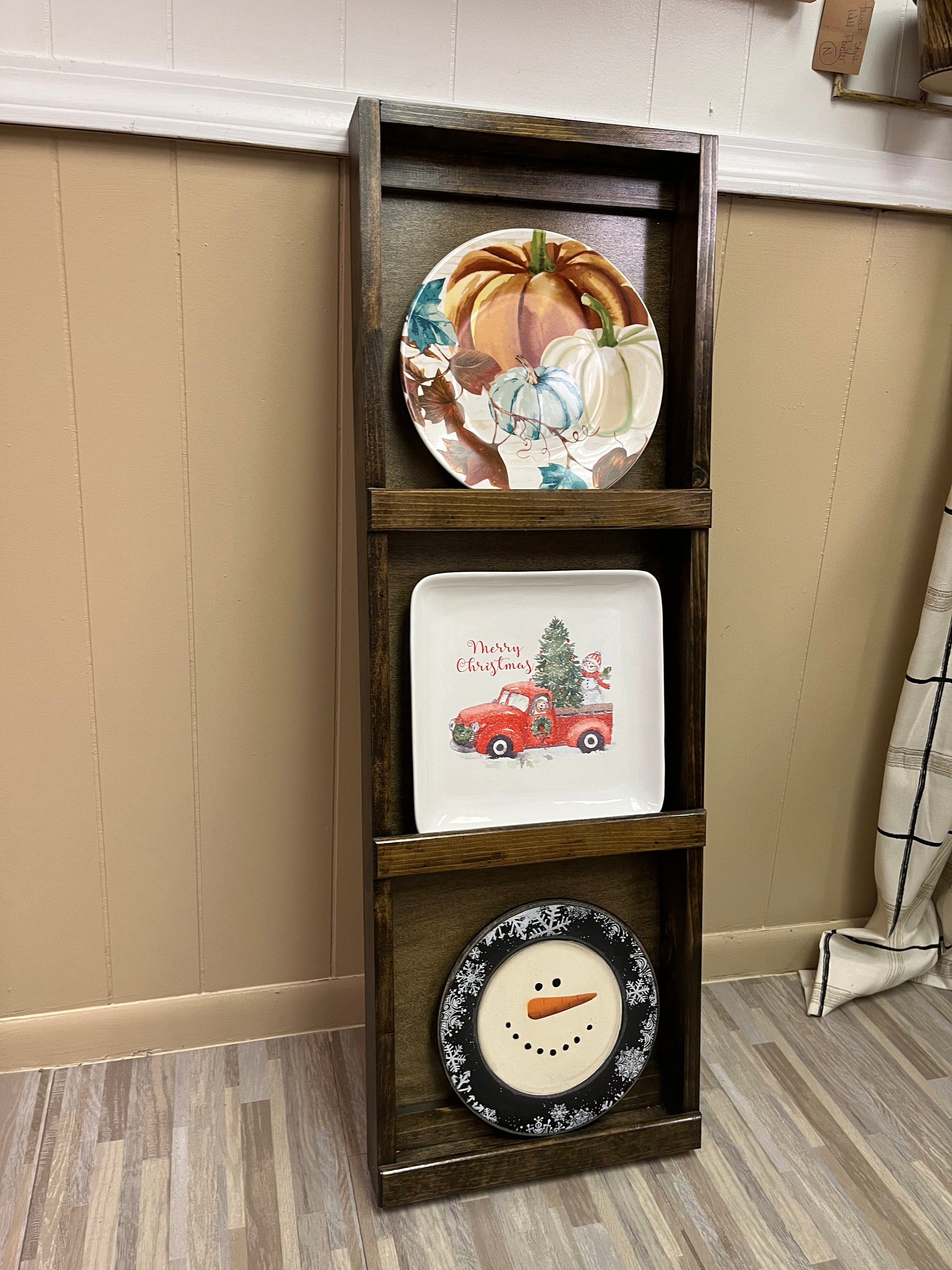 Rustic Plate Display Rack or Bookshelf 40" Tall — Appletree Woodcrafts LLC