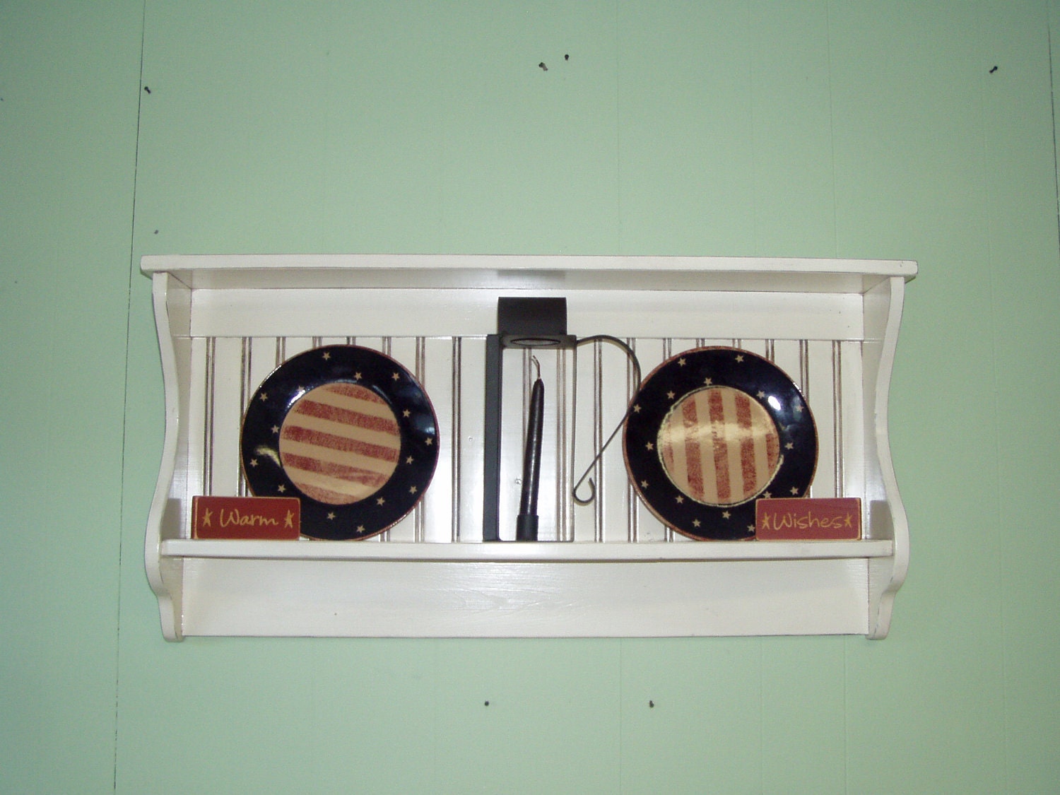 Primitive Country Shelf and Plate Rack Antiqued White Rustic - Etsy