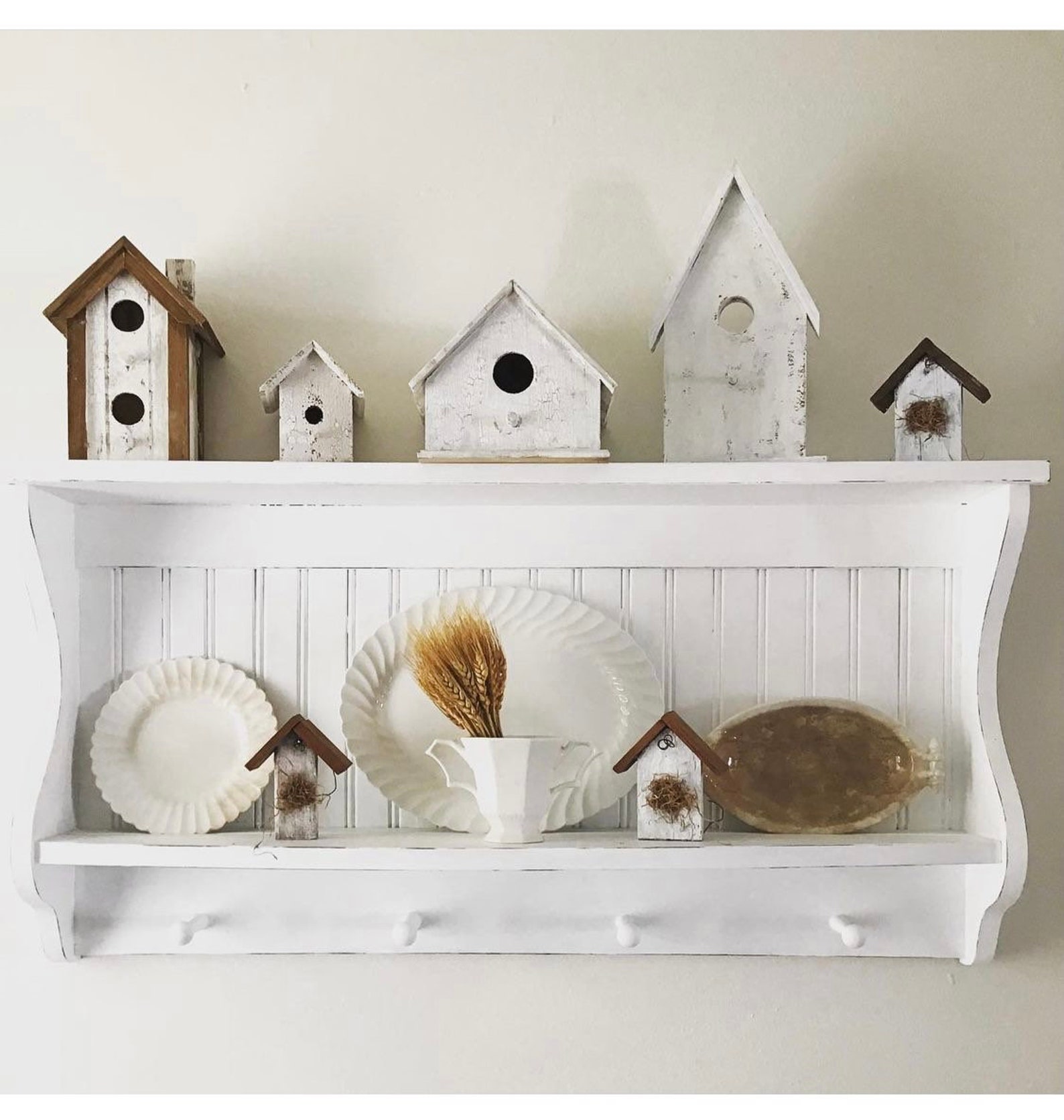 Wall Hanging Country Plate Rack Distressed Bowl and Platter - Etsy