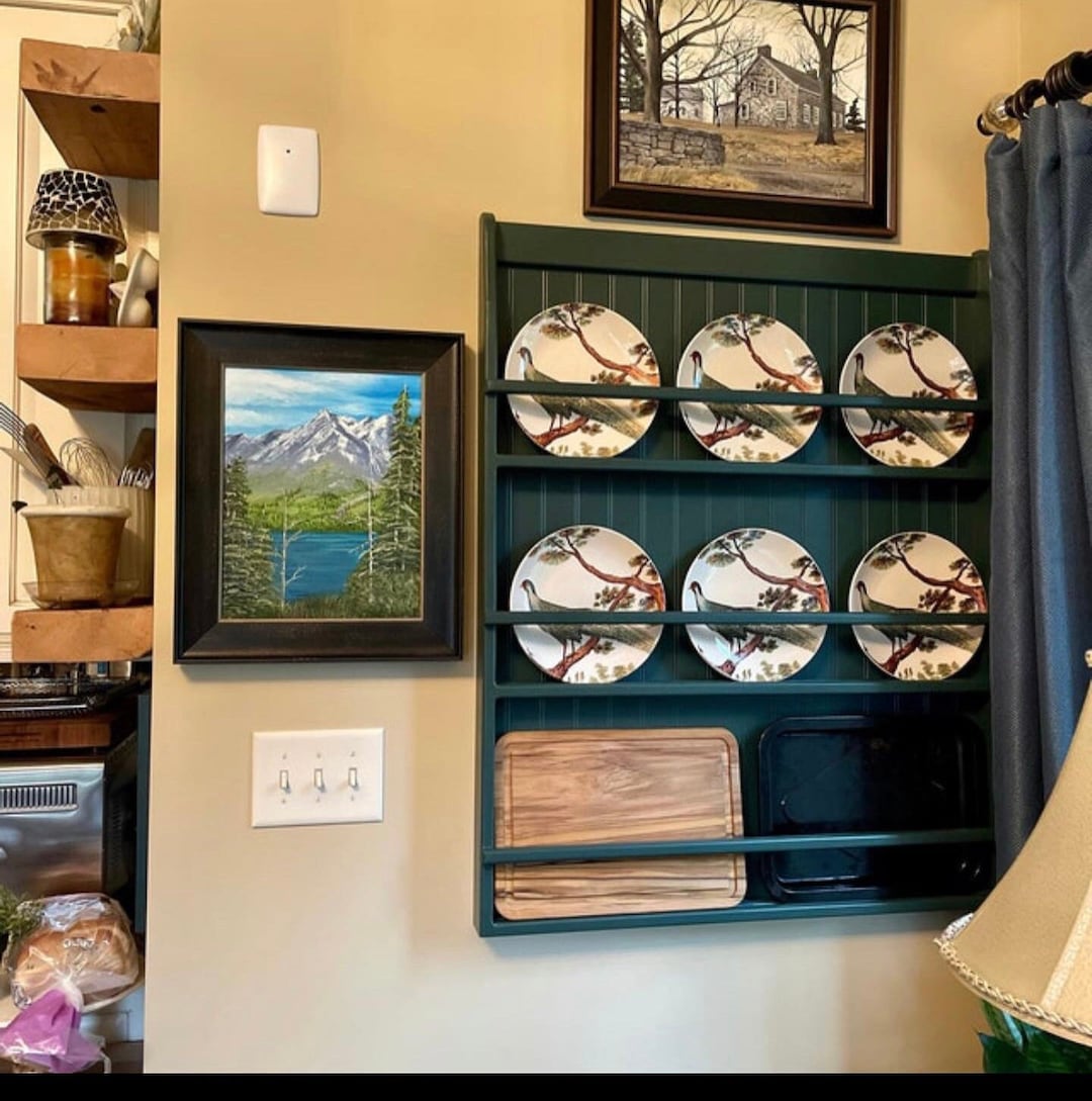 Handcrafted Pine Plate Rack: Wall Hanging Display Shelf - Etsy