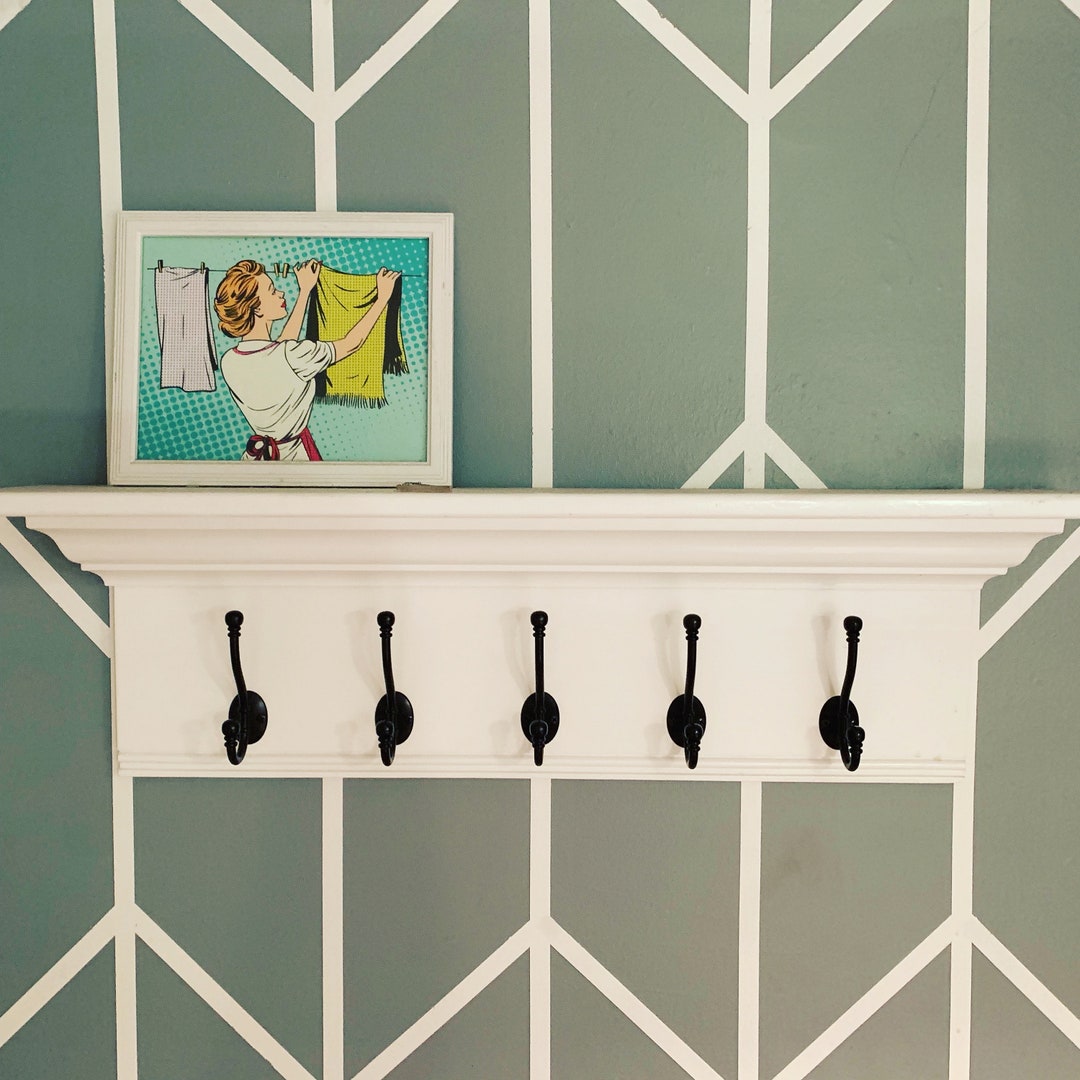 Wall Hanging Mantle Shelf, Wood Coat Rack With Shelf, Entryway Wall ...