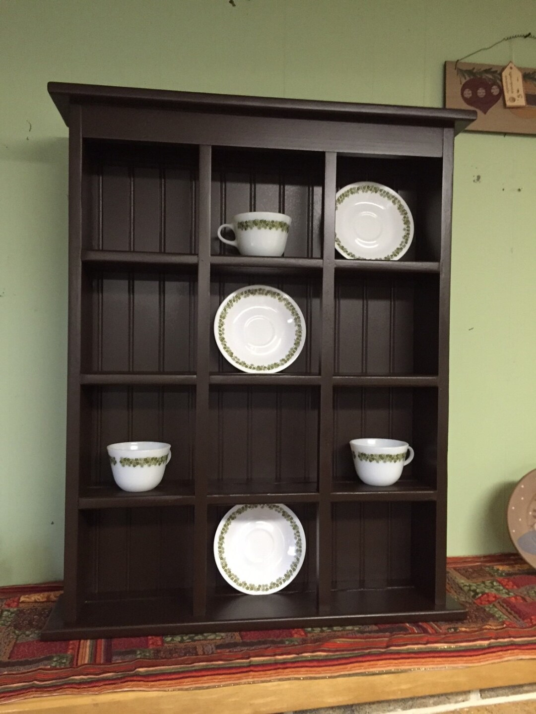 Wood Tea Cup Display Shelf: Espresso Kitchen Coffee Mug Rack - Etsy