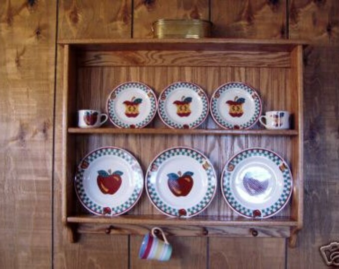 Plate Display Rack Oak Wall Shelf and Mug Holder - Etsy
