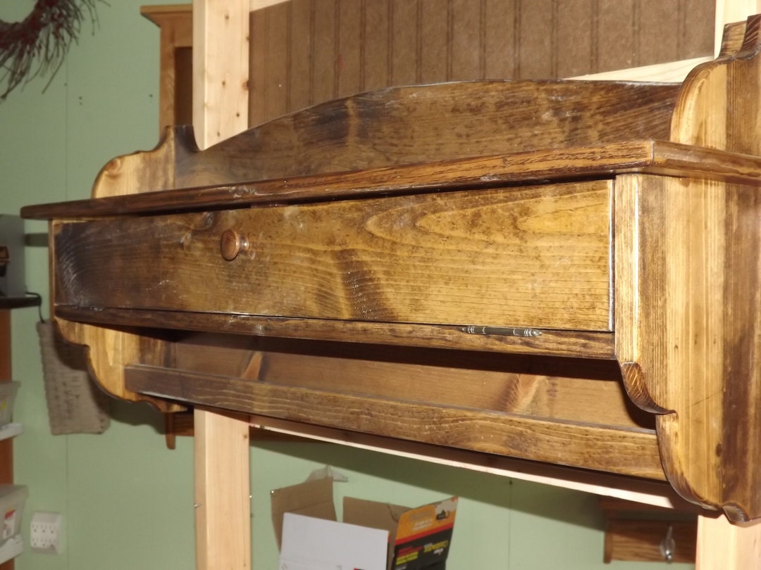 Beautiful Oak Quilt Rack With Storage, Unit 36" Wall Rack Display Shelf ...