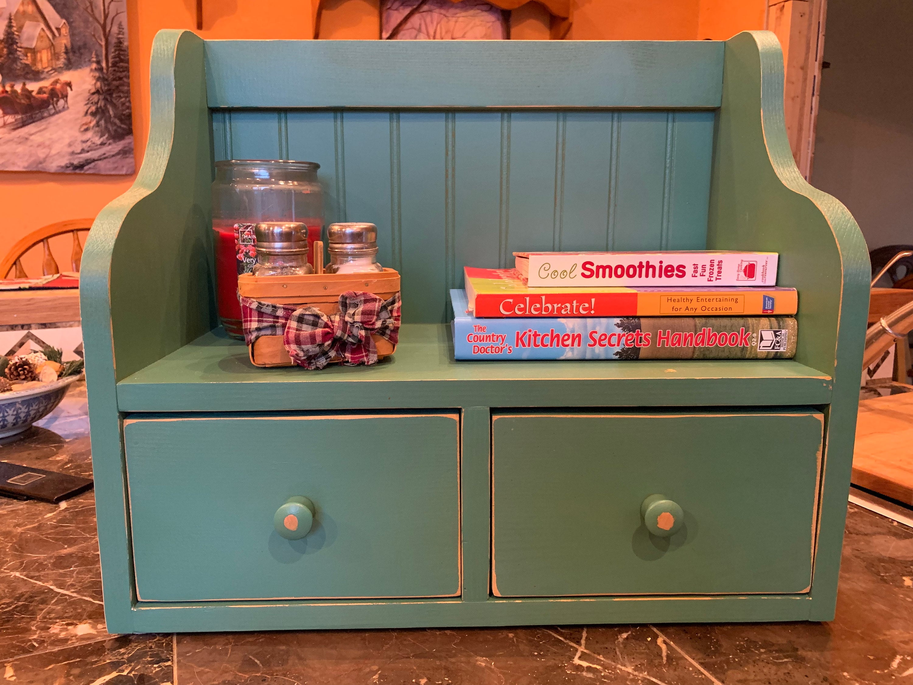 Countertop Cookbook and Recipe Holder | Kitchen Storage With Drawers - Etsy