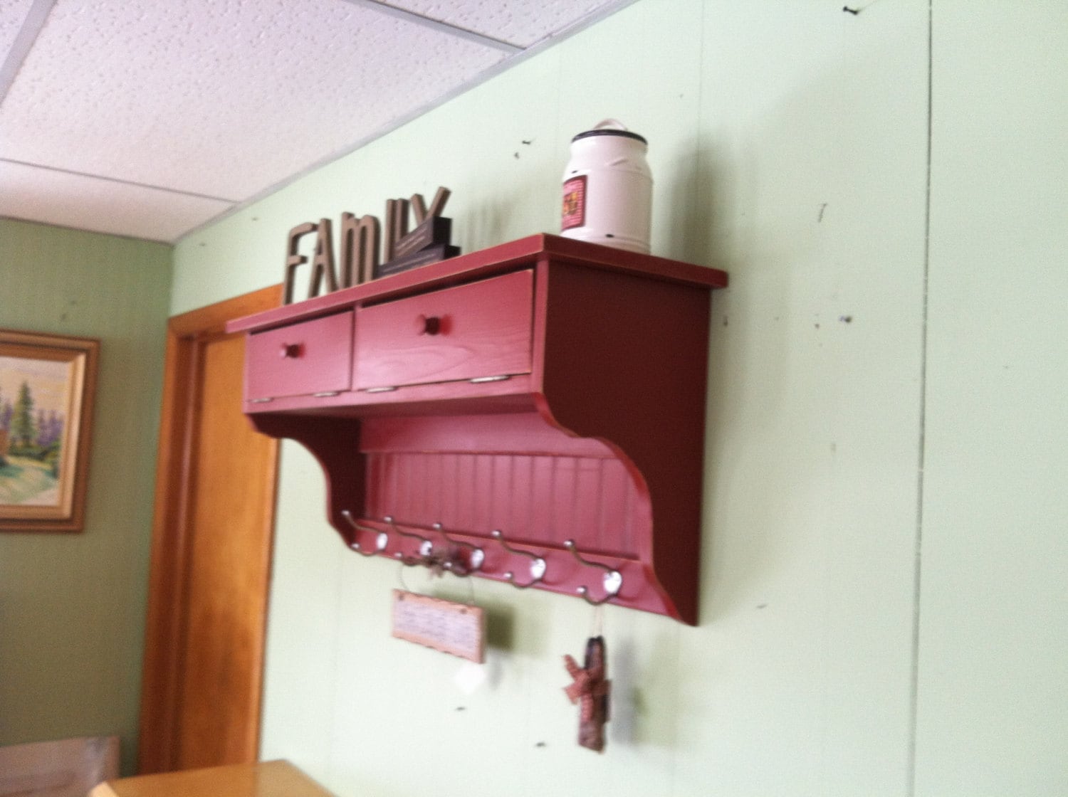 Wall Storage Unit Solid Wood Coat Rack Glove Storage Shelf | Etsy