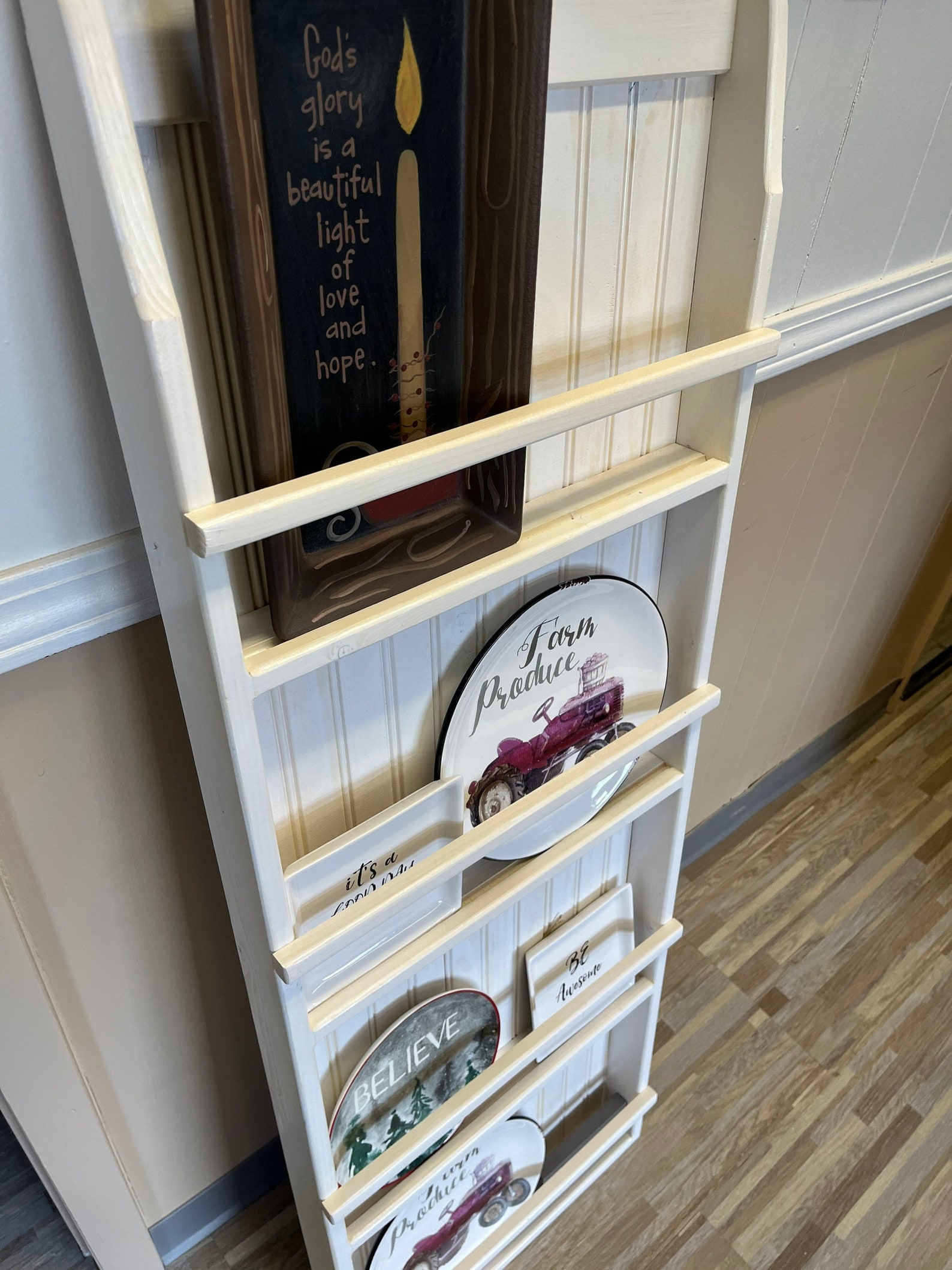Handmade Wooden Plate Rack, Tall Kitchen Dish Display Shelf - Etsy
