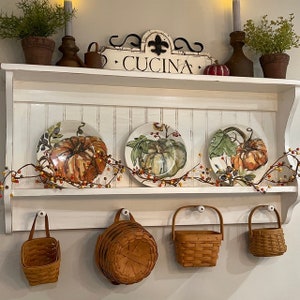 Beautiful Primitive Bowed Country Shelf and Plate Rack, Antiqued ...