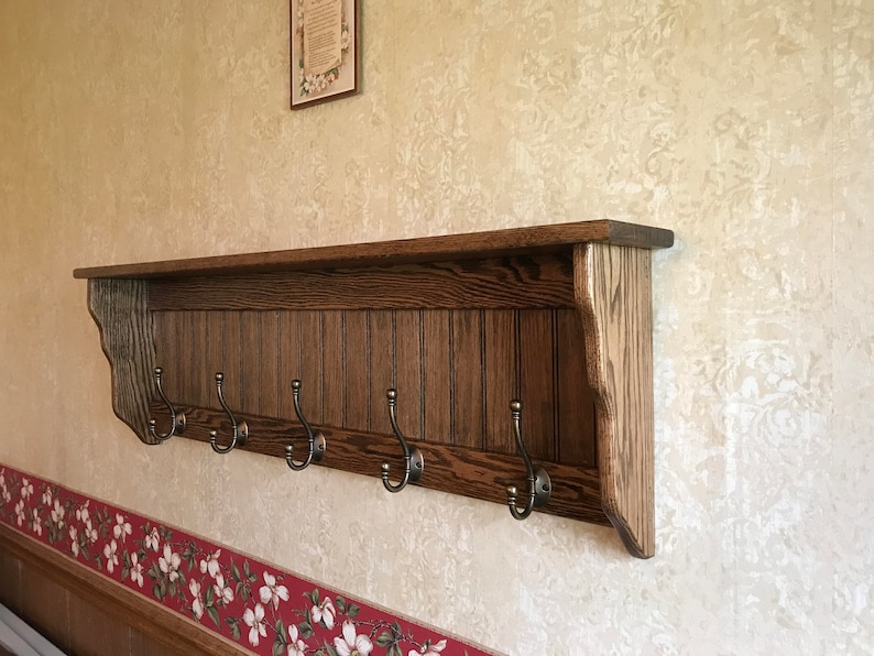 Handsome Solid Oak Coat Rack 42 Inches Antique English Brass | Etsy