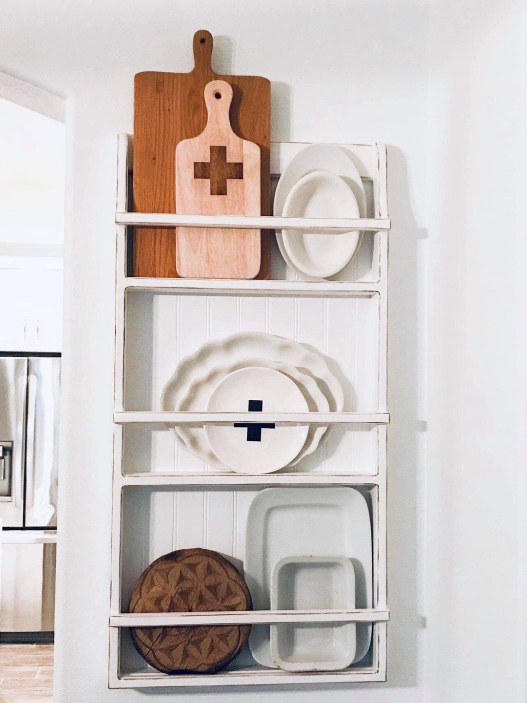 Kitchen Wall Display Cookbook Rack Cutting Board Display Shelf Hanging Wall Plate Rack Etsy