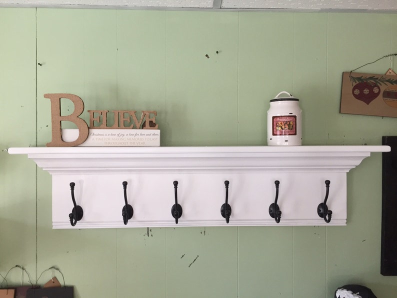 Grand Crown Molding Coat Rack Wood Wall Shelf With Coat Hooks - Etsy