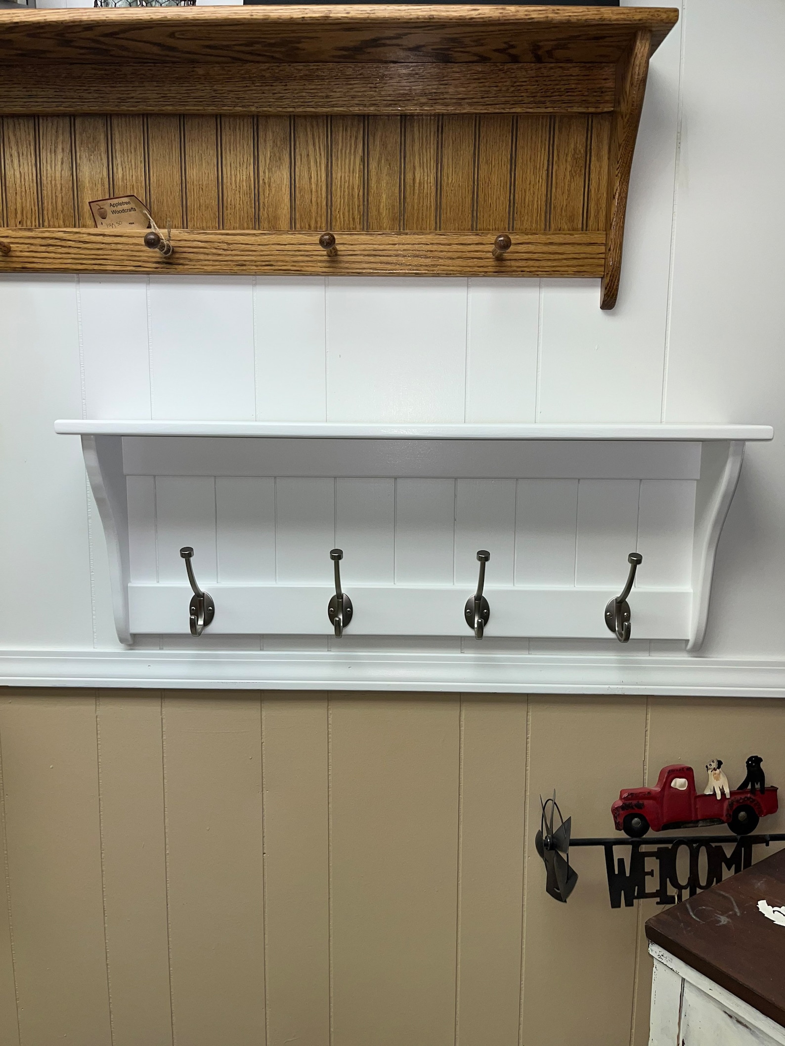 Coat Rack, Farmhouse Country Coat Rack, Wood Wall Shelf, Clothes Hanger ...