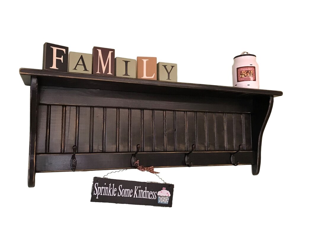 Country Coat Rack Wood Wall Shelf 36 Inches - Etsy