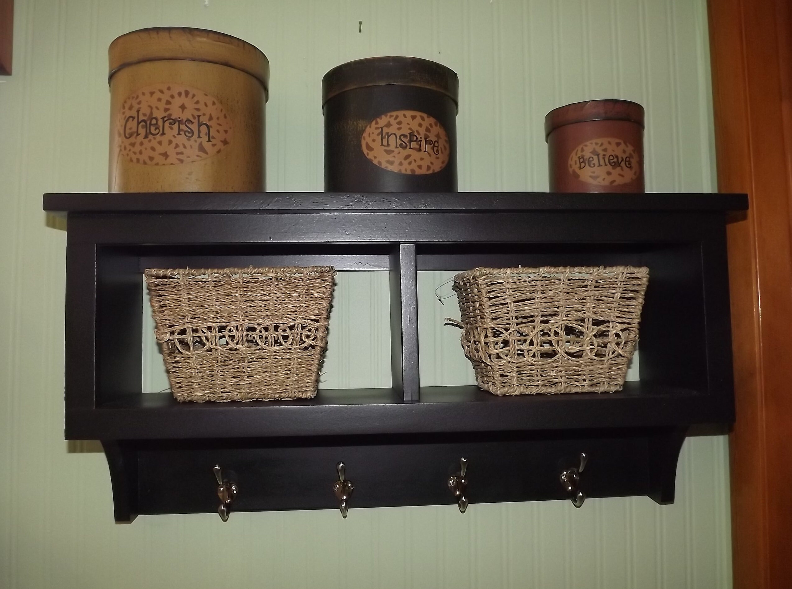 2 Cubby Wall Shelf Country Shelf for Baskets Bath Or Entryway | Etsy