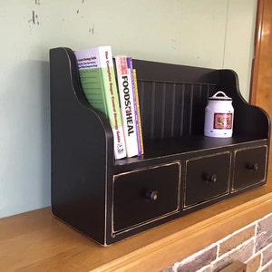 Cook Book Recipe Display Rack Counter Top Shelf Recipe Drawers Country ...