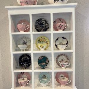 Wood Tea Cup Display Shelf: Collectible Mug Rack, Kitchen Decor - Etsy
