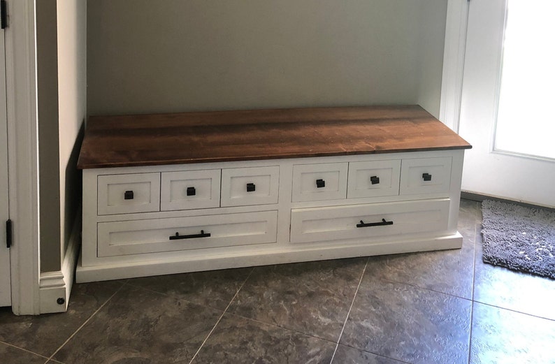 Storage Bench With Lift Top and Drawers - Etsy