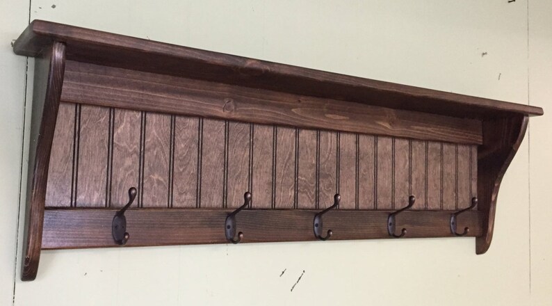 Wood Coat Rack Wall Shelf Country Dark Wood Wall Display Rack | Etsy