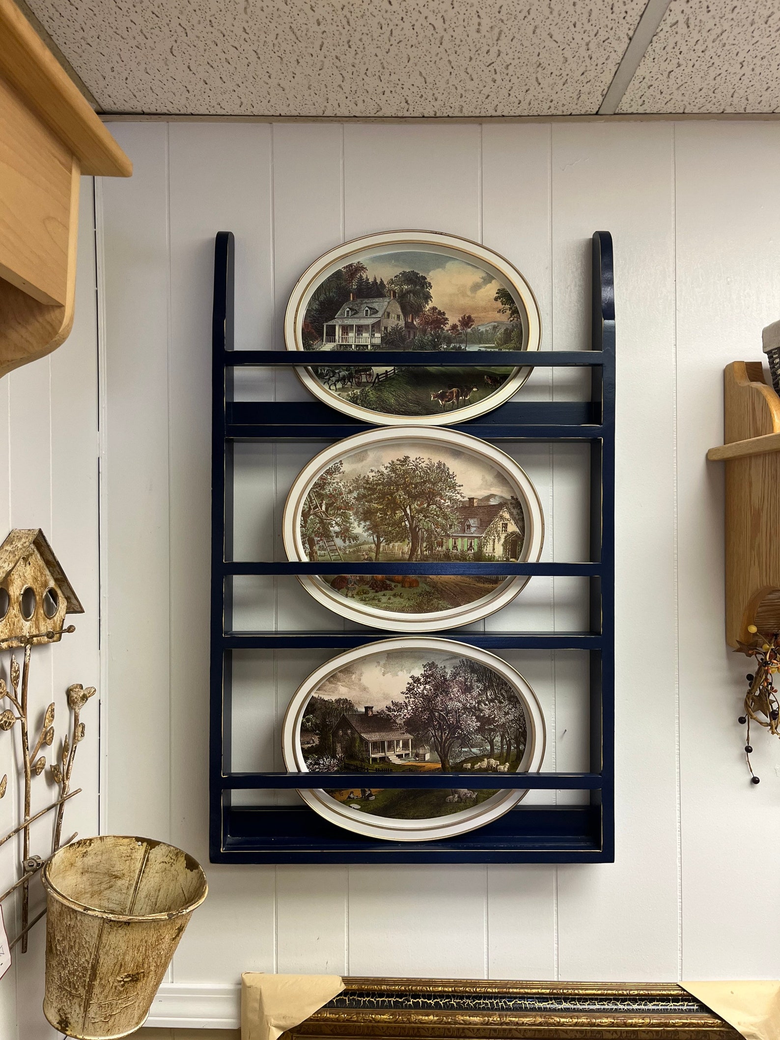 Wall Hanging Plate Rack: Decorative Plate Display Shelf, Kitchen Decor ...