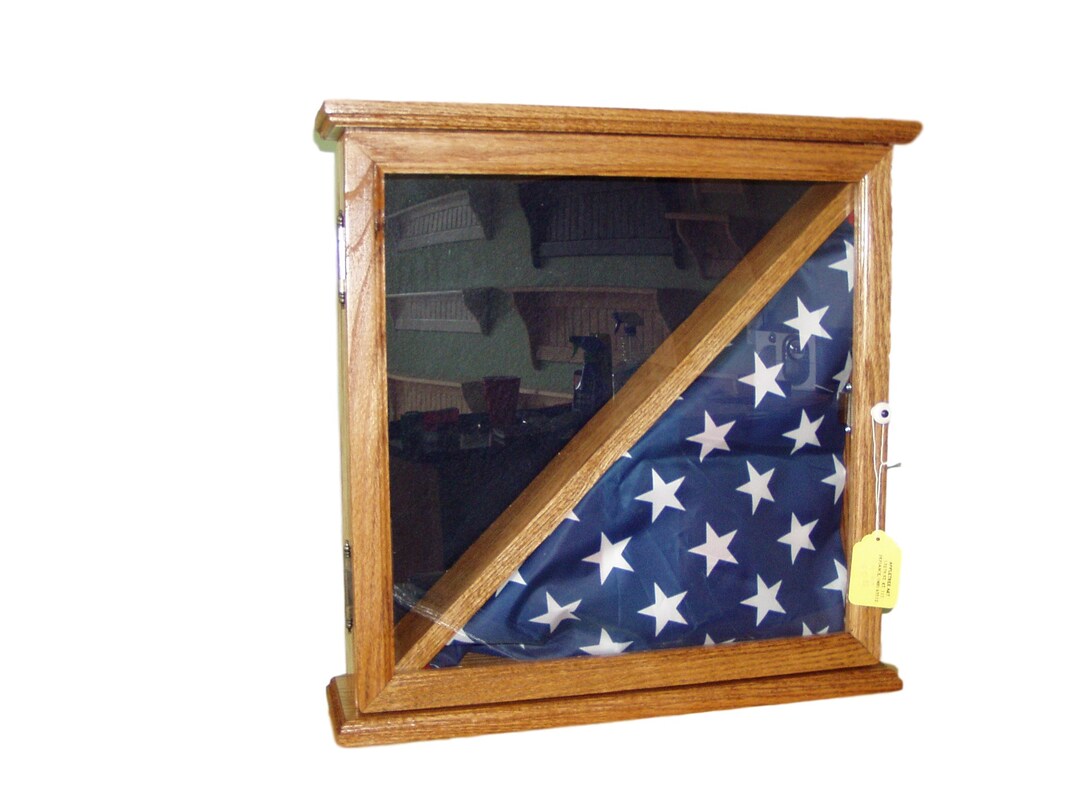 Solid Oak Military Flag & Award Display Case - Etsy
