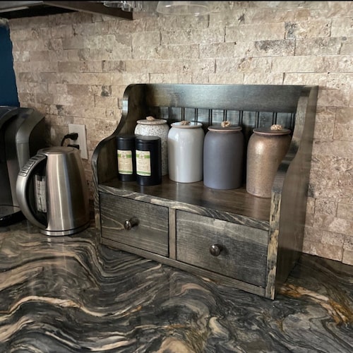 Recipe Card Holder Box and Cookbook Bookshelf One Drawer - Etsy