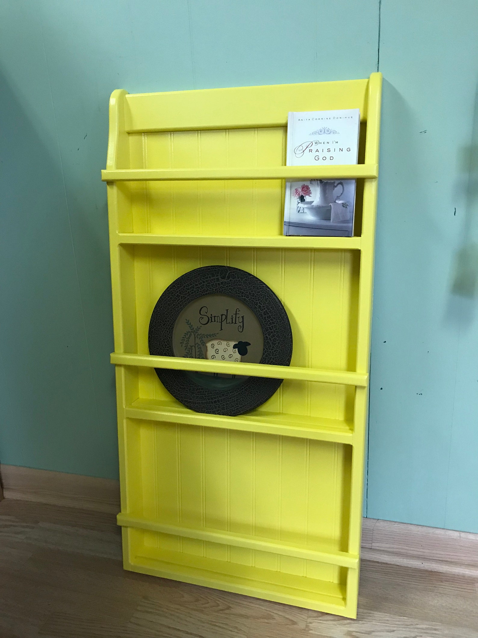 Hanging Wall Bookshelf / Plate Rack Yellow Magazine Rack and | Etsy