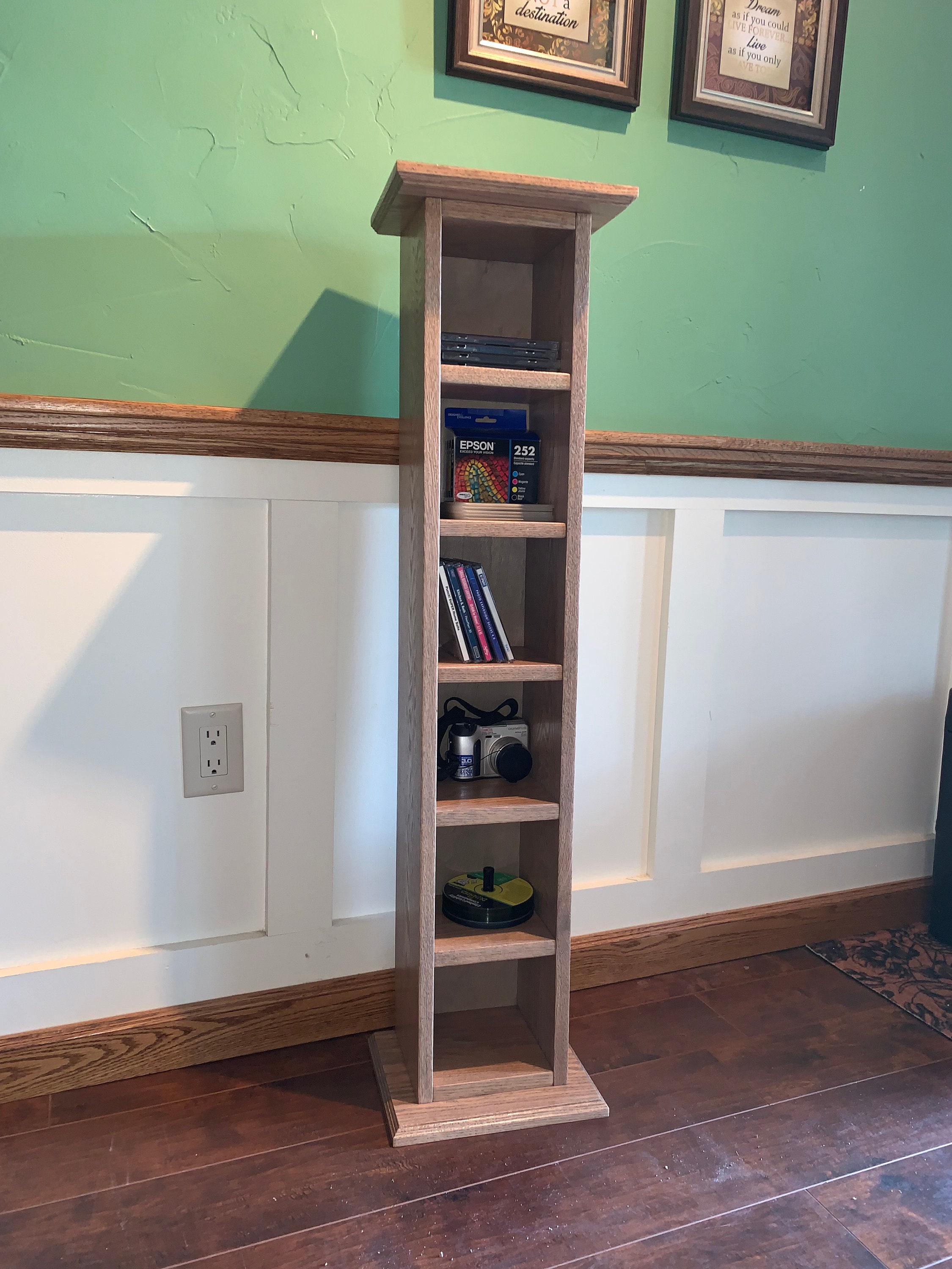 Solid Oak CD Tower: Media Storage Rack, Holds 84 Cds - Etsy