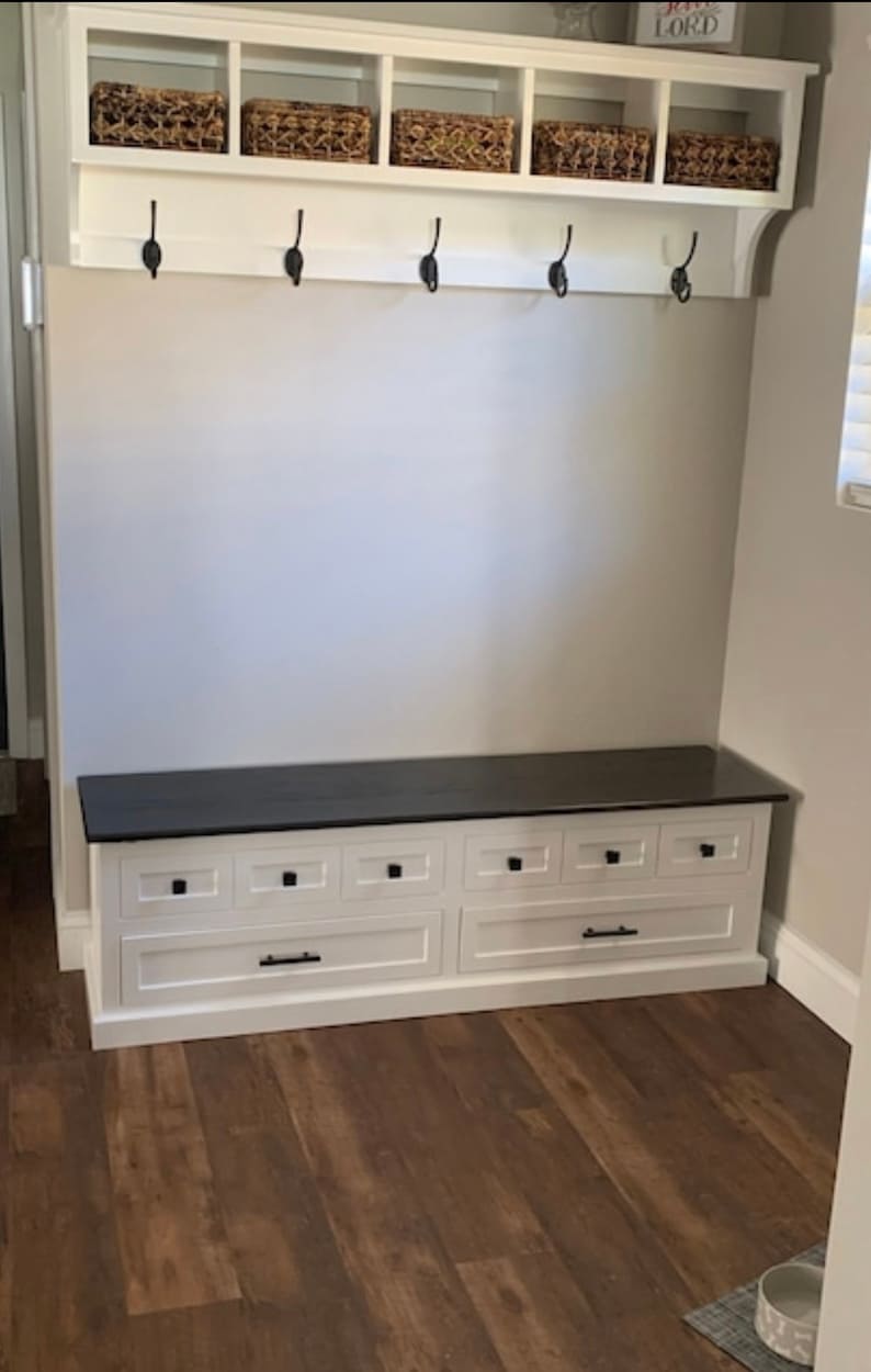 Mudroom Bench and Coat Rack With Cubbies - Etsy