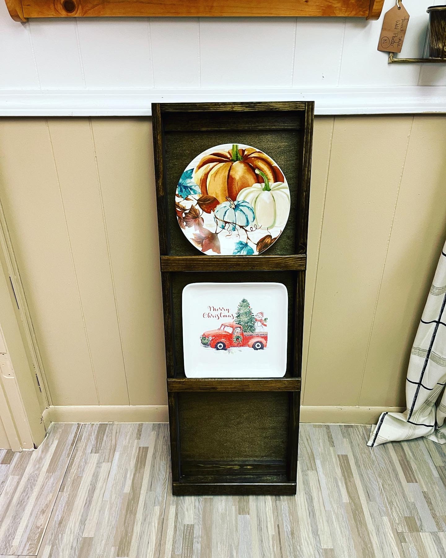 Rustic Plate Display Rack or Bookshelf 40" Tall — Appletree Woodcrafts LLC